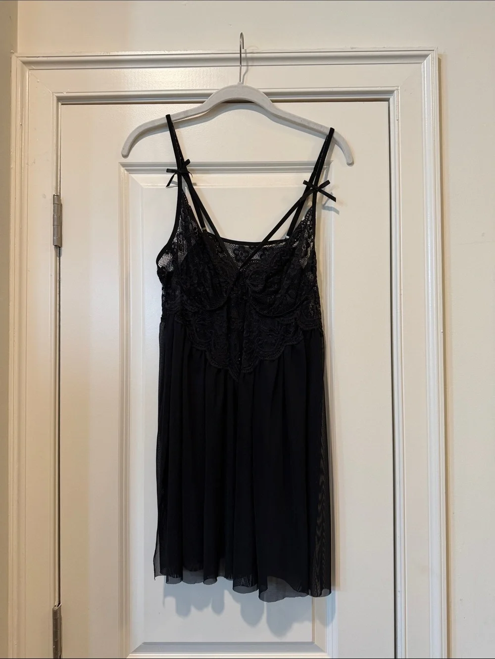 Unbranded | Intimates & Sleepwear | Black Sheer Slip Dress With Lace ...